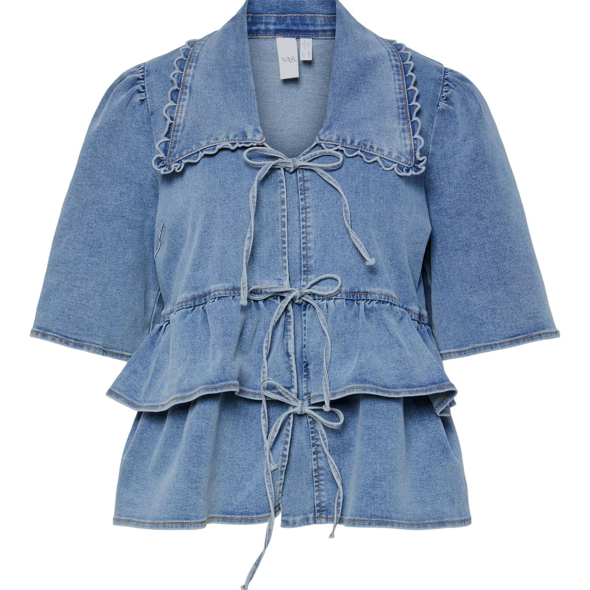 YAS Scala denim top light blue – Hipvoordeheb.nl
