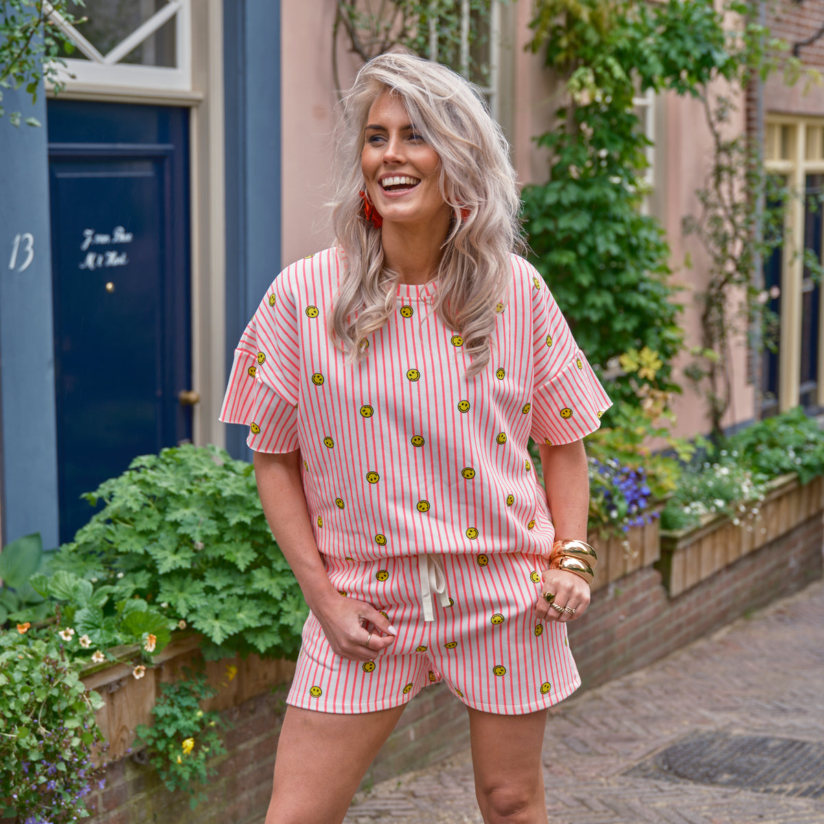 Smiley jogging set roze wit – Hipvoordeheb.nl